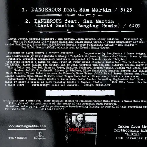 david guetta feat. sam martin - dangerous pop disco dance - Disco Più