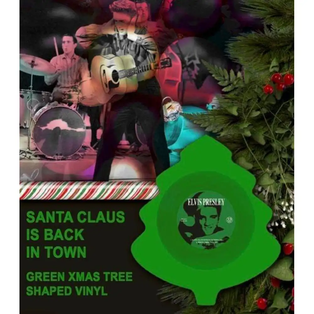 elvis presley - santa claus is back in town - green xmas tree shaped ...